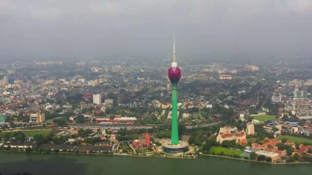 Aerial View Lotus Tower Colombo City View Sri Lanka — Stock Video ...