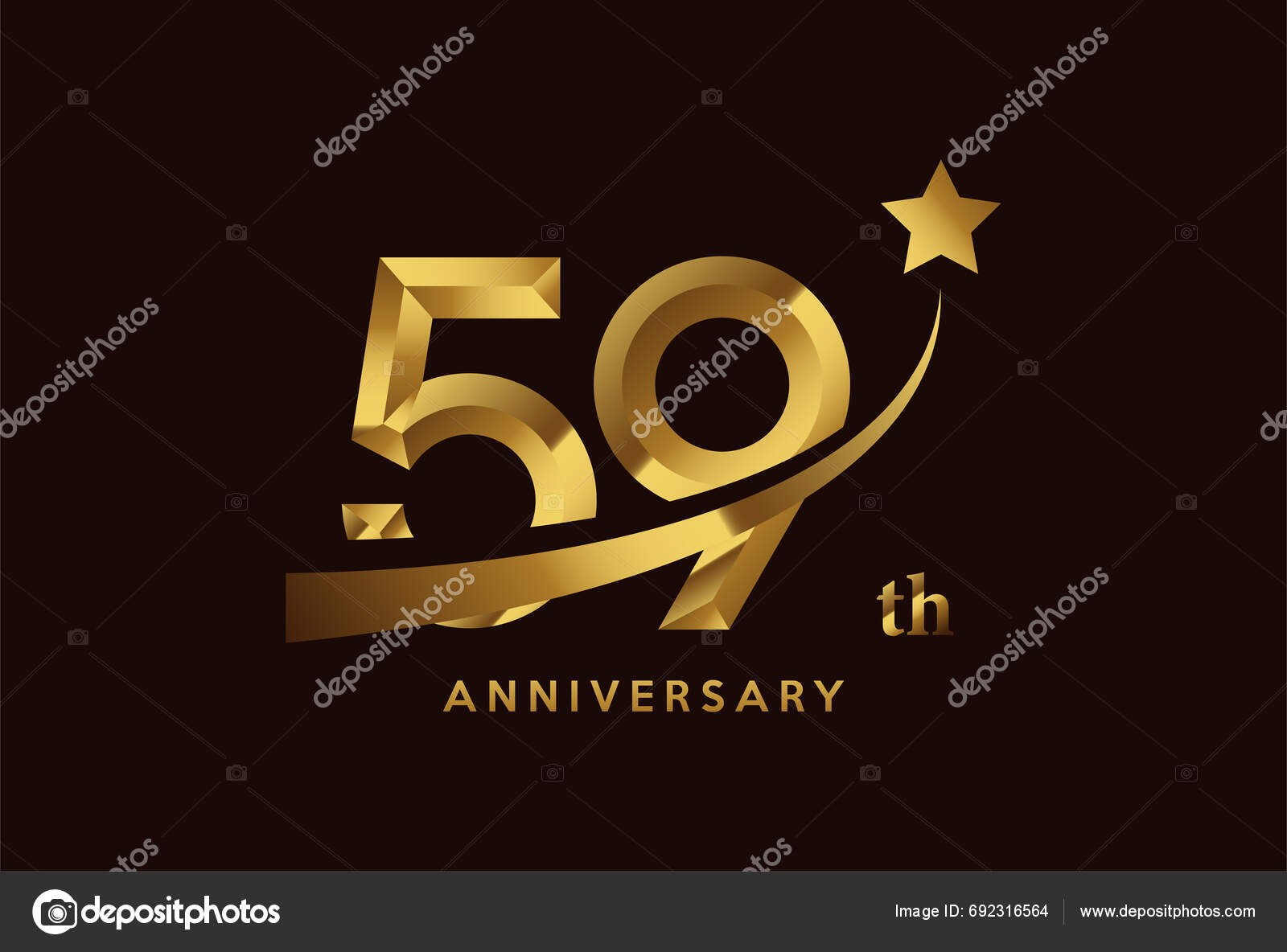 Golden Year Anniversary Celebration Logo Design Star Symbol Stock ...