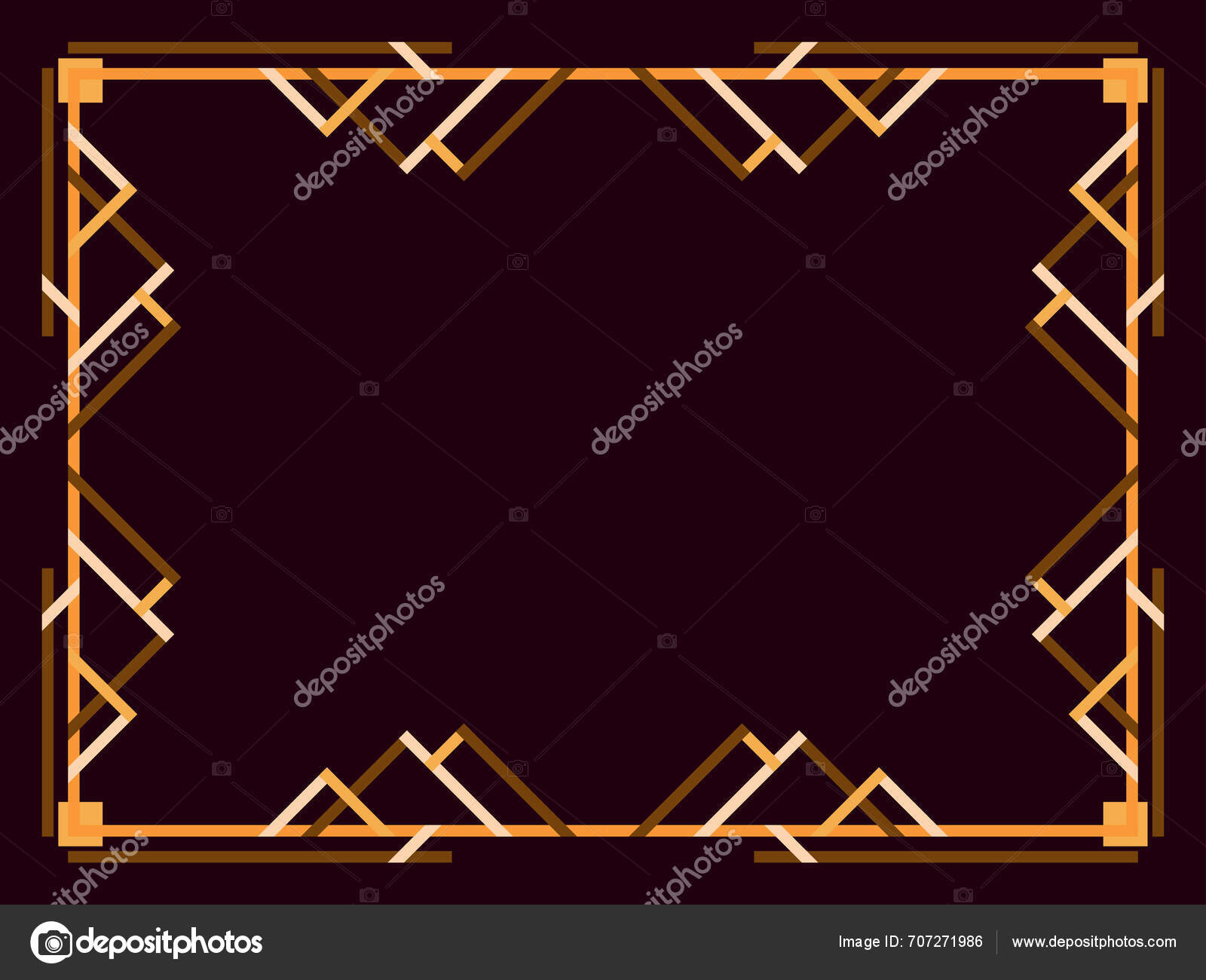 Frame Text Line Art Style Art Deco Frame Golden Vintage Stock Vector by ...