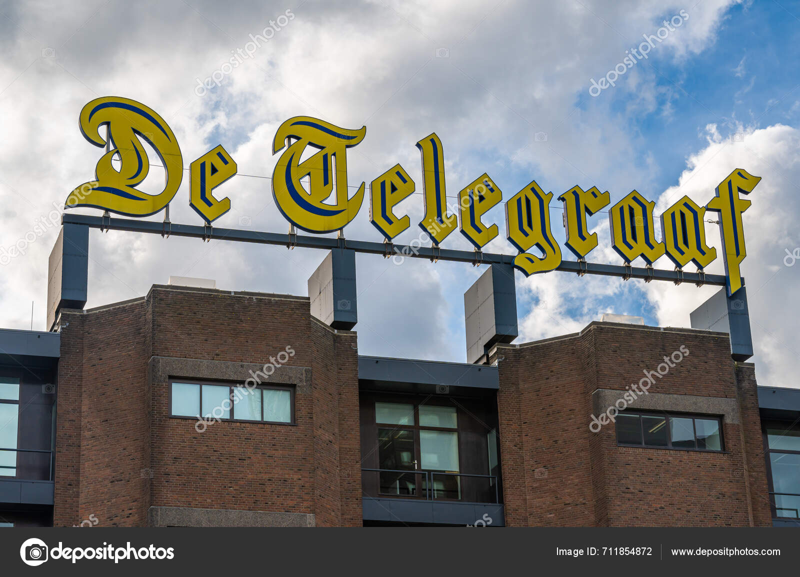 Amsterdam Netherlands 2024 Telegraaf Sign Head Office Building Largest ...