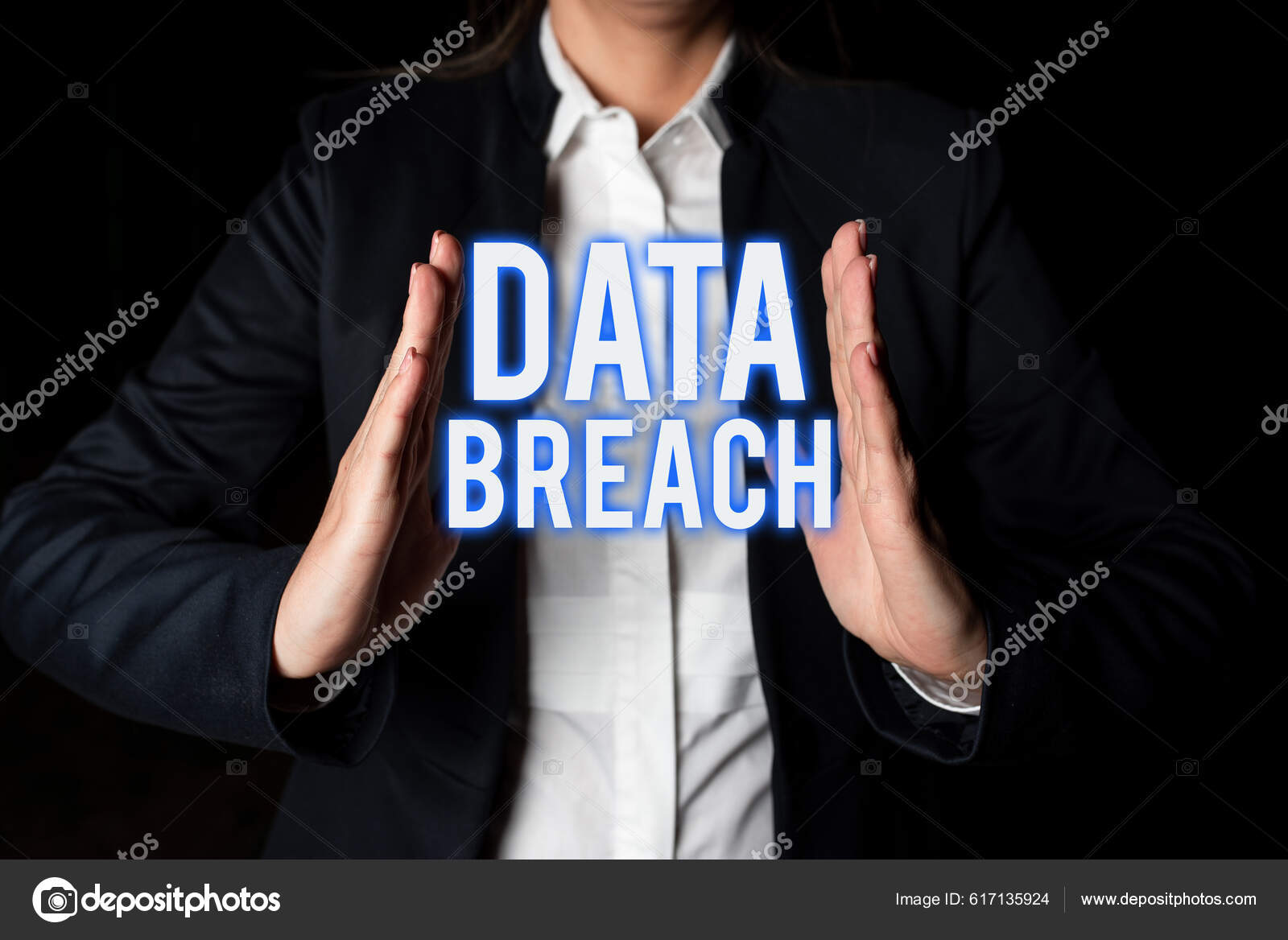 Hand Writing Sign Data Breach Word Written Unauthorized Release ...