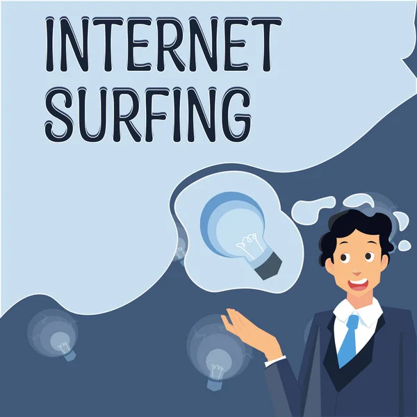 Text caption presenting Internet Surfing, Internet Concept a formal ...