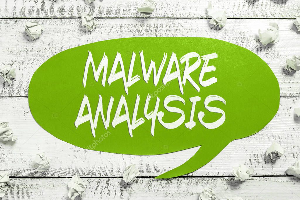 Letrero de escritura a mano Análisis de malware, actividades de ...