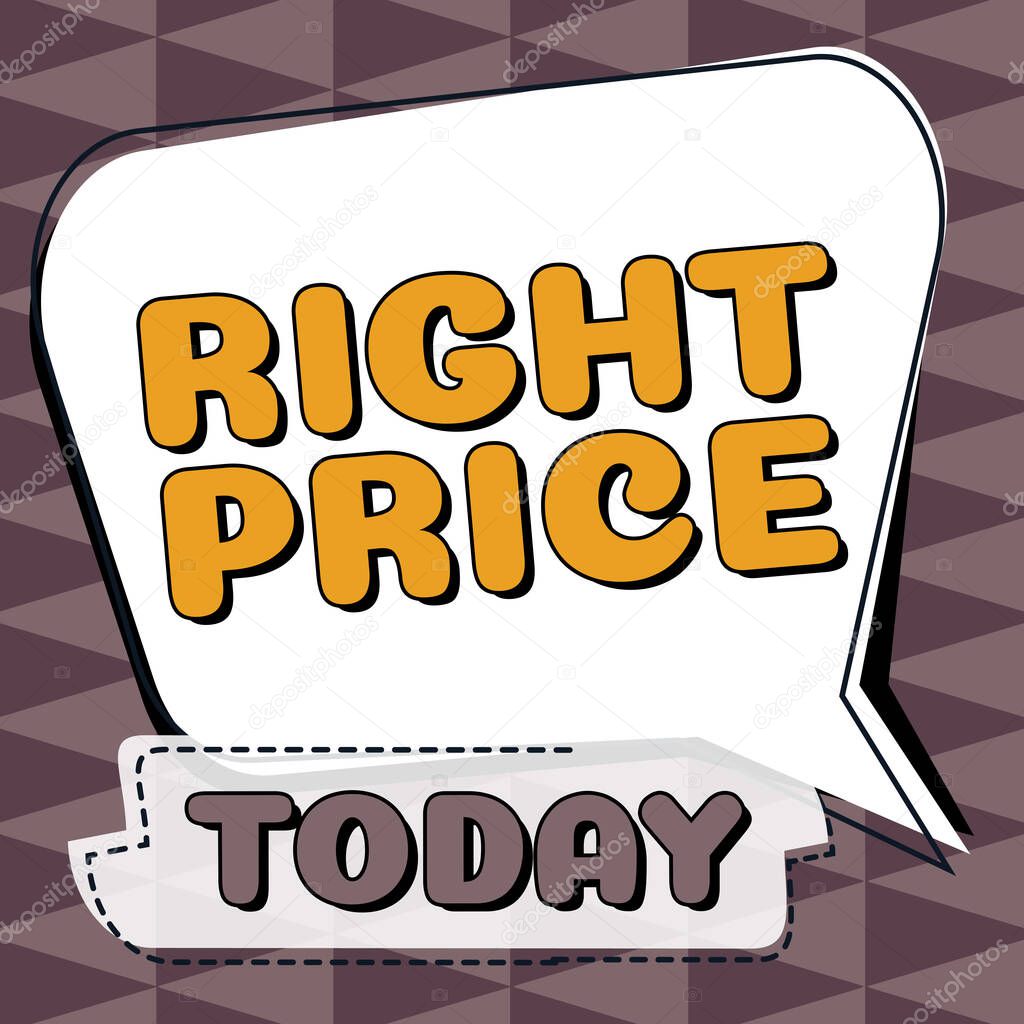 Señal de escritura a mano Right Price, idea de negocio la cantidad de ...