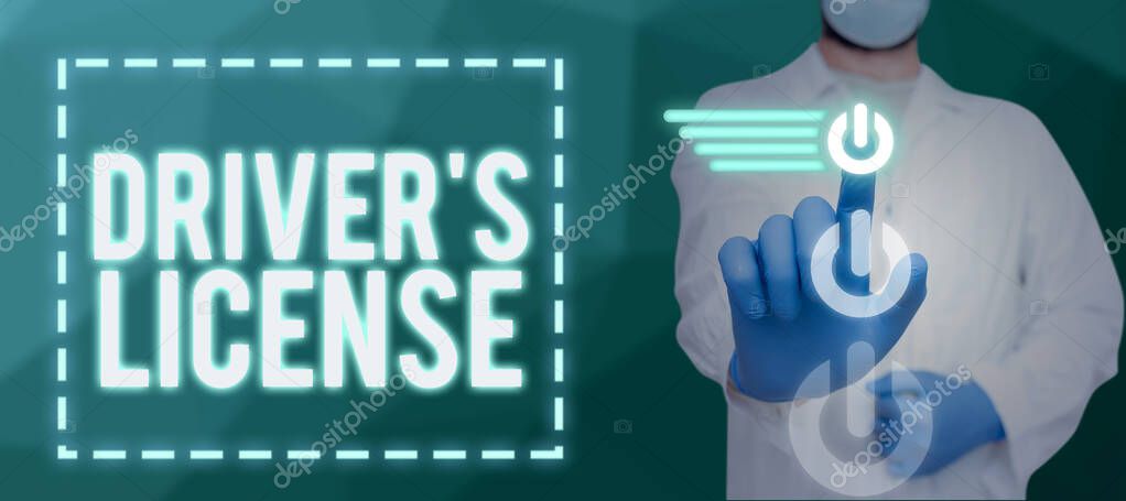 Letrero que muestra la licencia de conducir S, Word Escrito en un ...