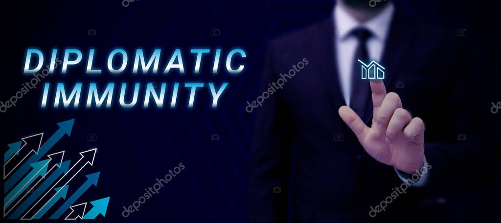 Escribiendo mostrando texto Inmunidad Diplomática, la ley de negocios ...