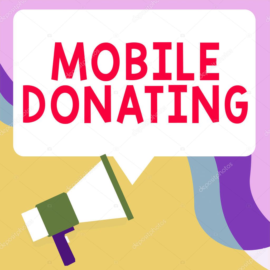 Texto de escritura a mano Donación Móvil, Idea de negocios para dar ...