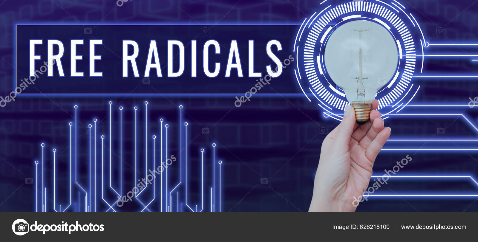 Sign Displaying Free Radicals Internet Concept Produced Body Natural ...