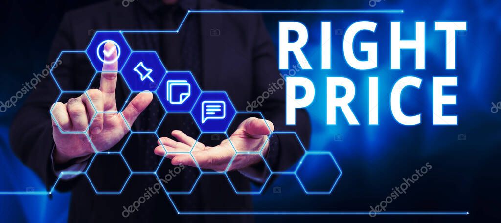 Visualización conceptual Right Price, Internet Concept la cantidad de ...