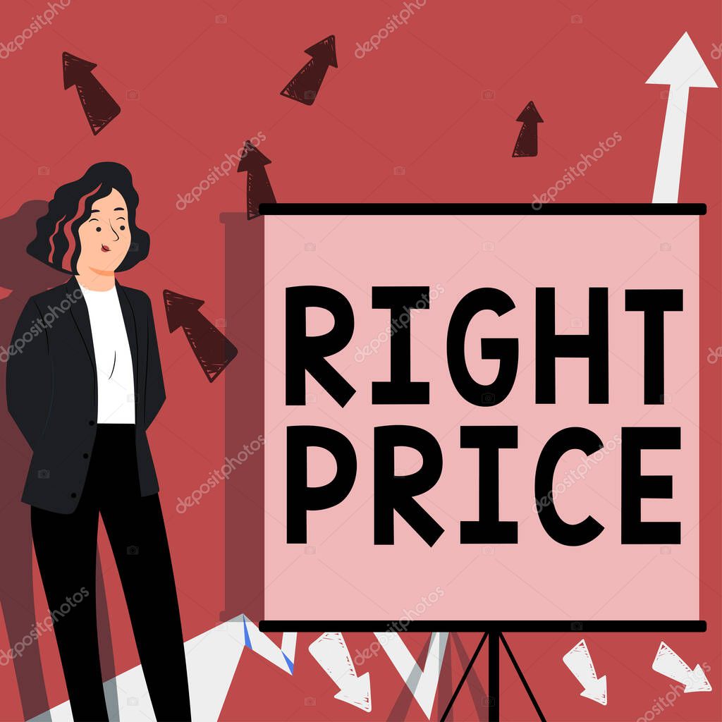 Señal de texto que muestra el precio correcto, concepto de Internet la ...