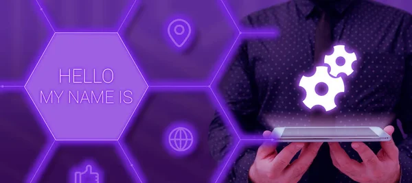 Handwriting text Hello My Name Is, Concept meaning introducing yourself ...