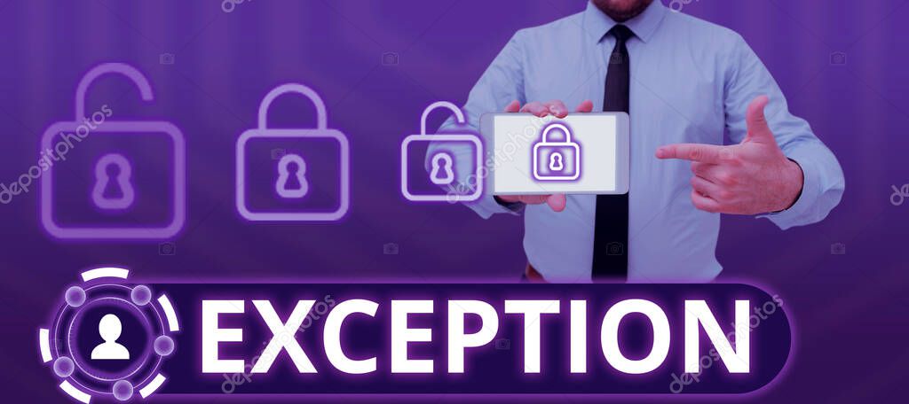 Escribir mostrando texto Excepción, Palabra Escrito en persona o cosa ...