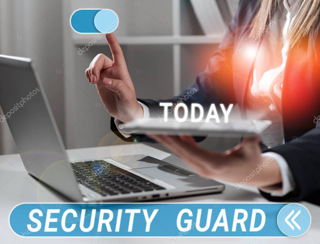 Firma de escritura a mano Security Guard, herramientas de concepto de ...