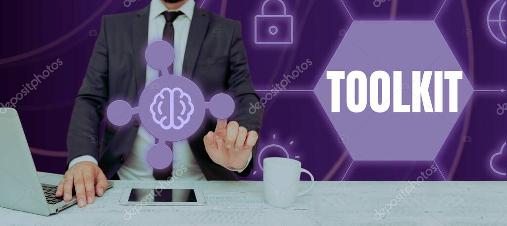 Leyenda de texto que presenta Toolkit, conjunto de herramientas de ...