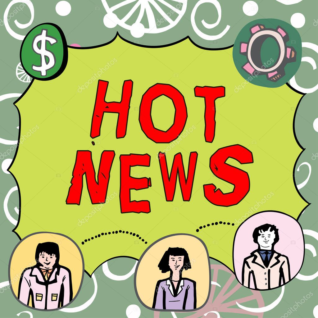 Texto subtitulado que presenta Hot News, Concepto que significa tema ...