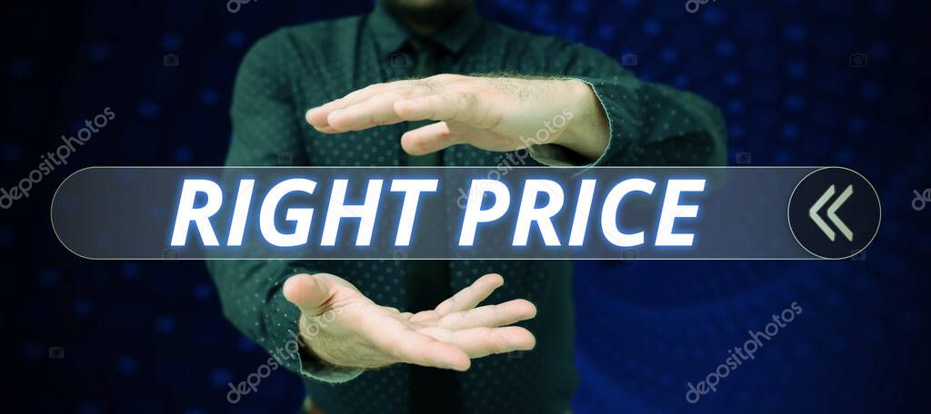 Inspiración mostrando signo de precio correcto, enfoque de negocios la ...