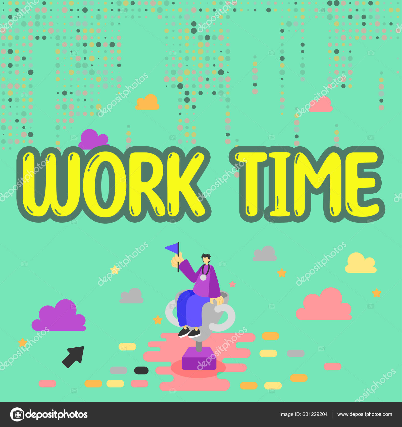 Writing Displaying Text Work Time Word Period Starts Temporary Workers ...