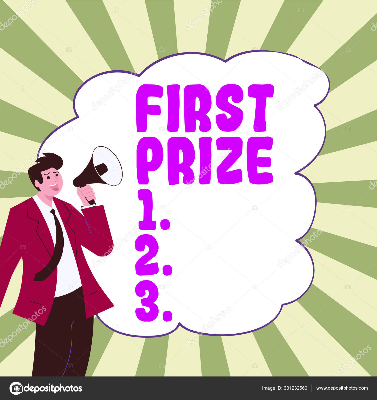 Sign Displaying First Prize Word Written Most Desirable Grand Prize ...