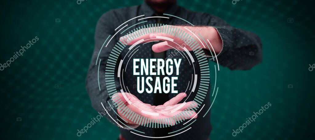 Inspiración mostrando signo de uso de energía, palabra para la cantidad ...