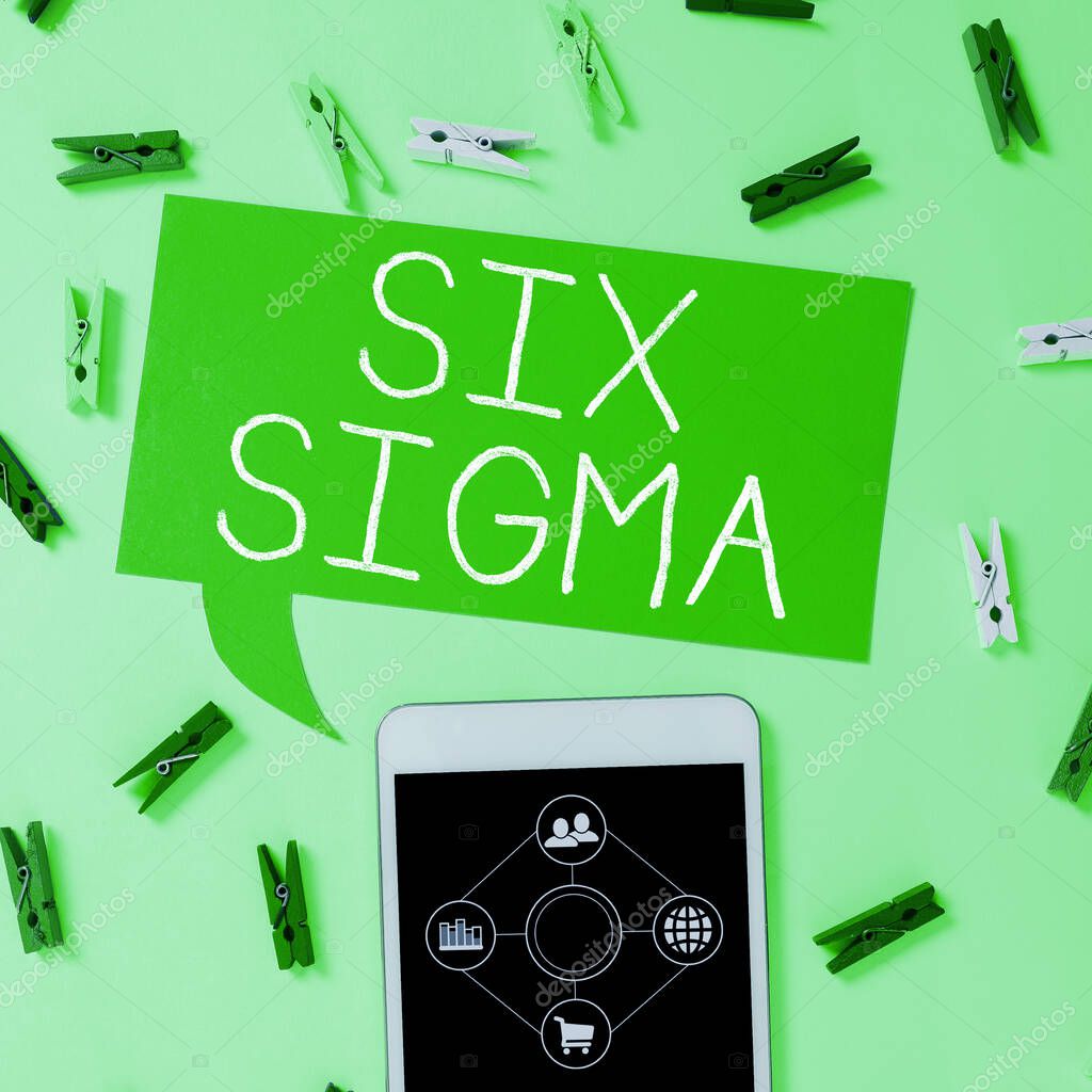 Inspiración mostrando signo Six Sigma, Técnicas de gestión de enfoque ...