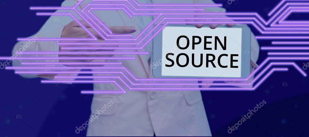 Texto que muestra inspiración Código abierto, Concepto que significa ...