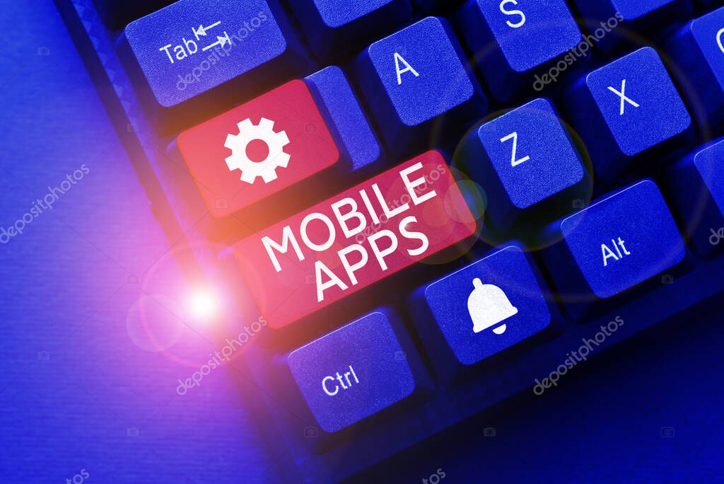 Señal que muestra aplicaciones móviles, Concepto que significa que los ...