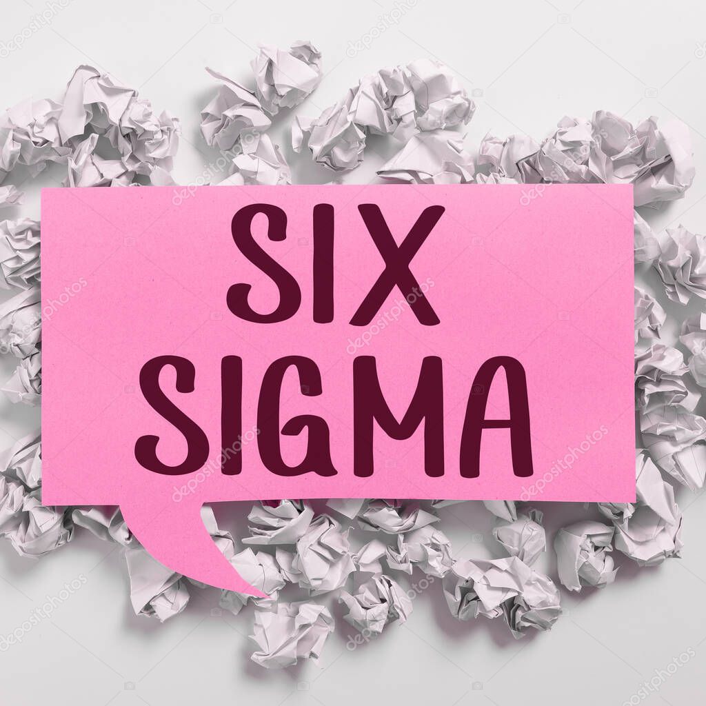 Señal de escritura a mano Six Sigma, Word Escrito en técnicas de gestión para mejorar los ...