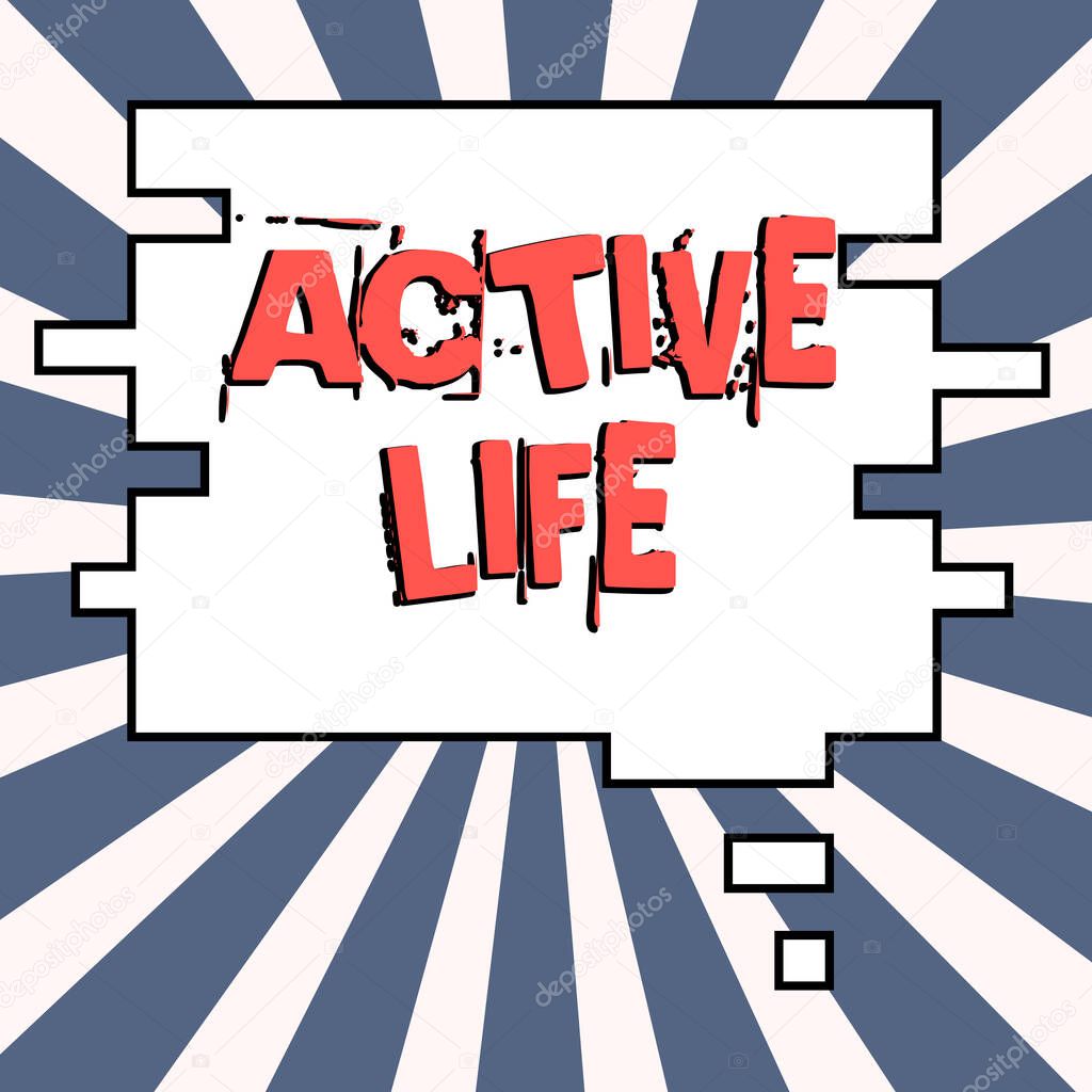 Señal de escritura a mano Vida Activa, Concepto que significa forma de ...