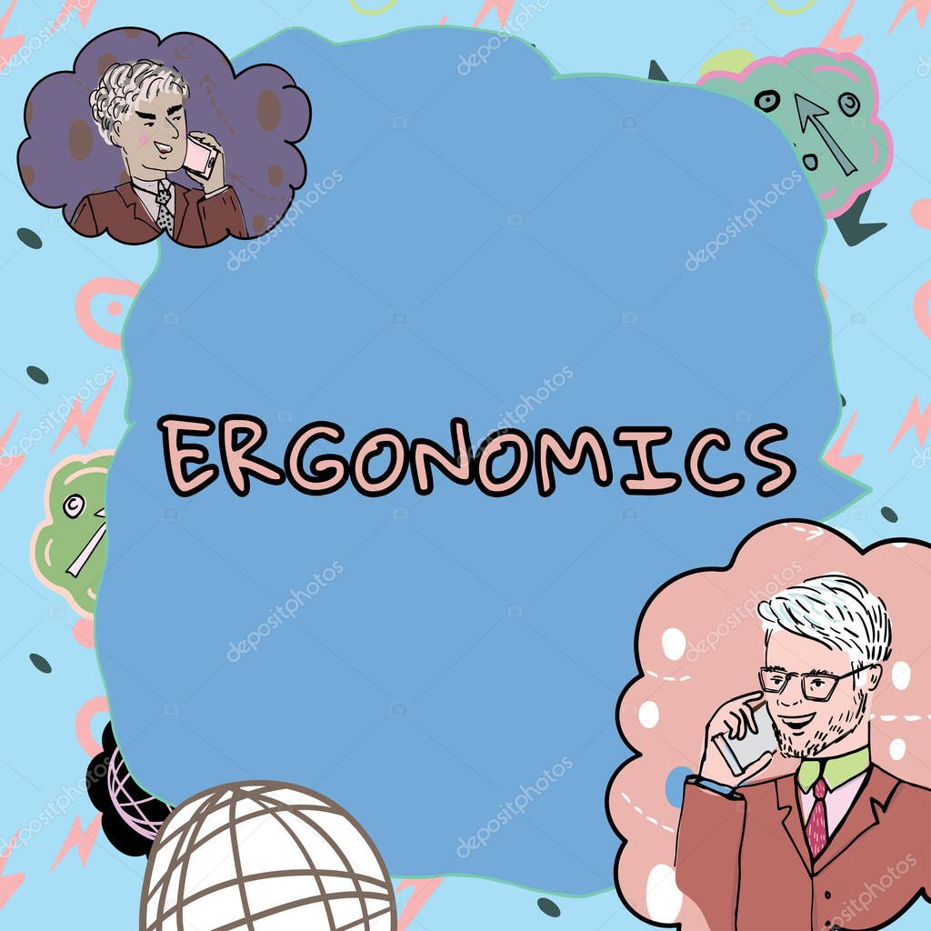 Señal de escritura a mano Ergonomía, negocio escaparate ajuste o diseño ...