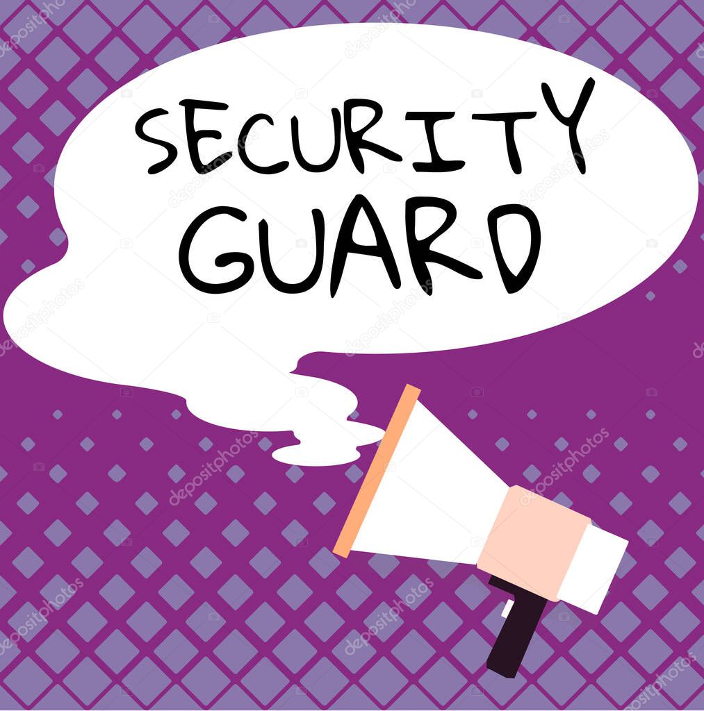 Inspiración que muestra el signo Guardia de seguridad, Concepto que ...