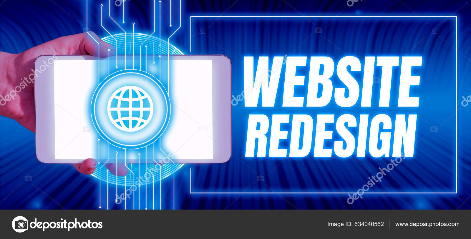 Conceptual Caption Website Redesign Business Showcase Modernize Improver Evamp Your — Stock ...