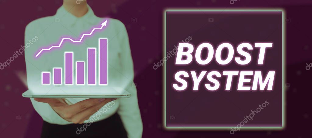 Signo de texto que muestra el sistema Boost, visión general del negocio ...