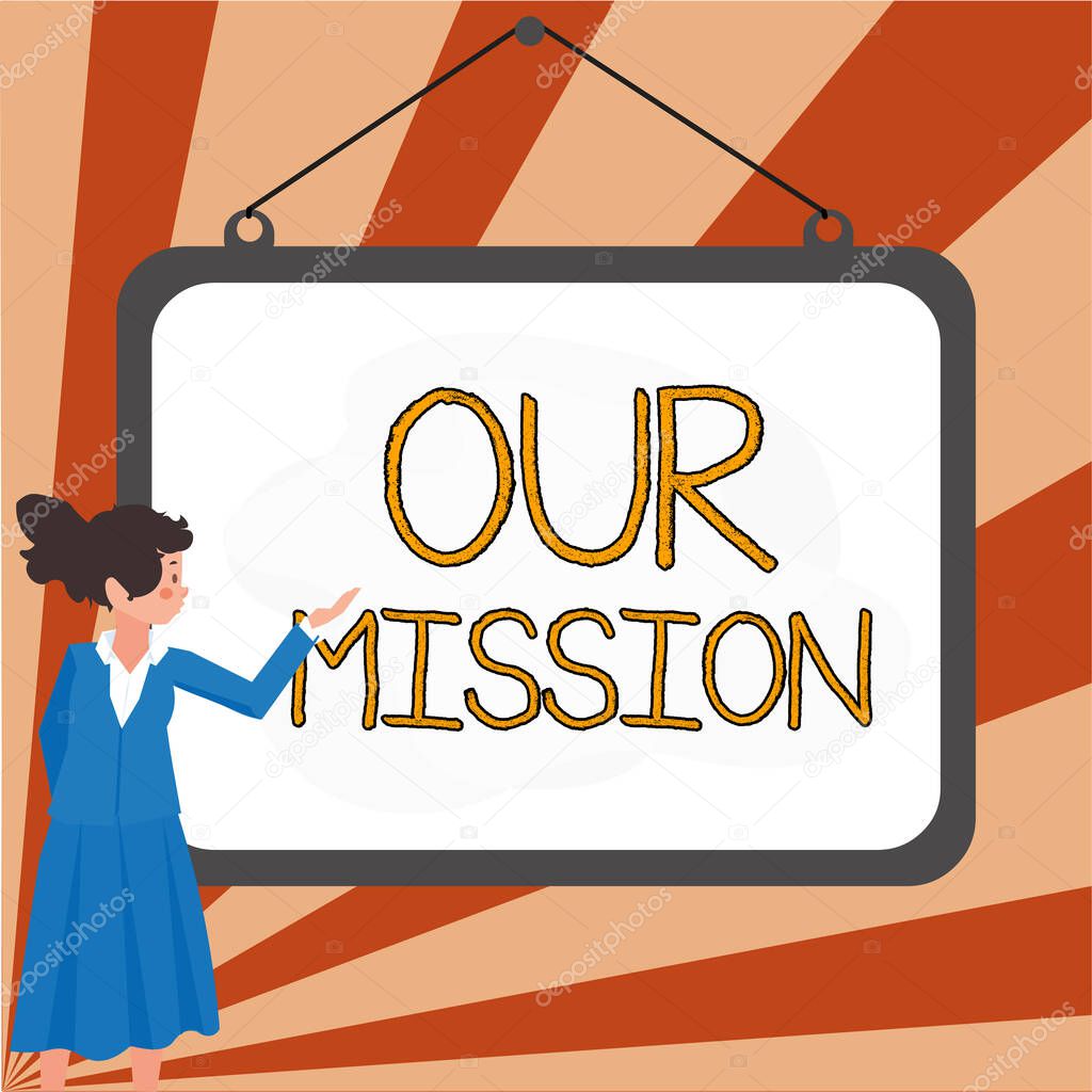 Inspiraci n mostrando signo Nuestra Misi n, tareas de Concepto de Internet o programa que ...