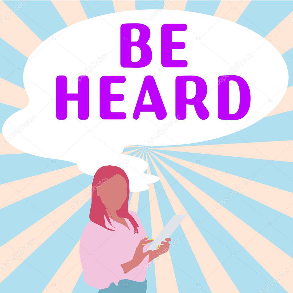 Señal que muestra Ser escuchado, Concepto que significa promover un ...