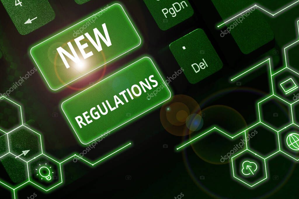Señal que muestra nuevas regulaciones, enfoque empresarial Regulación ...