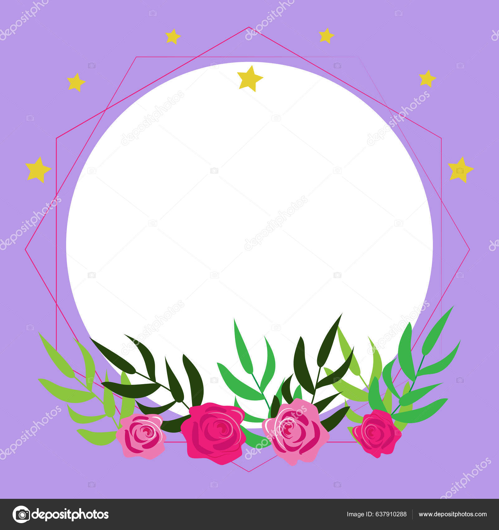 Blank Purple Frame Decorated Colorful Flowers Foliage Stock Vector by ...
