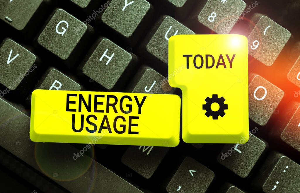 Sign displaying Energy Usage, Business showcase Amount of energy ...