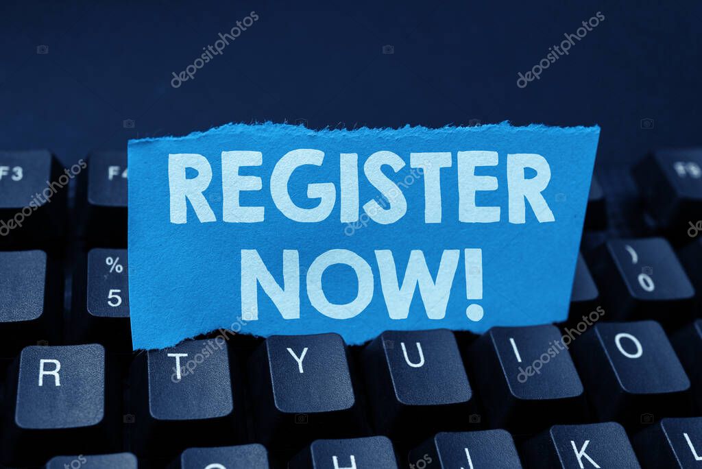 Regístrate ahora, Word Written on Name in an Official List Enlist to be ...