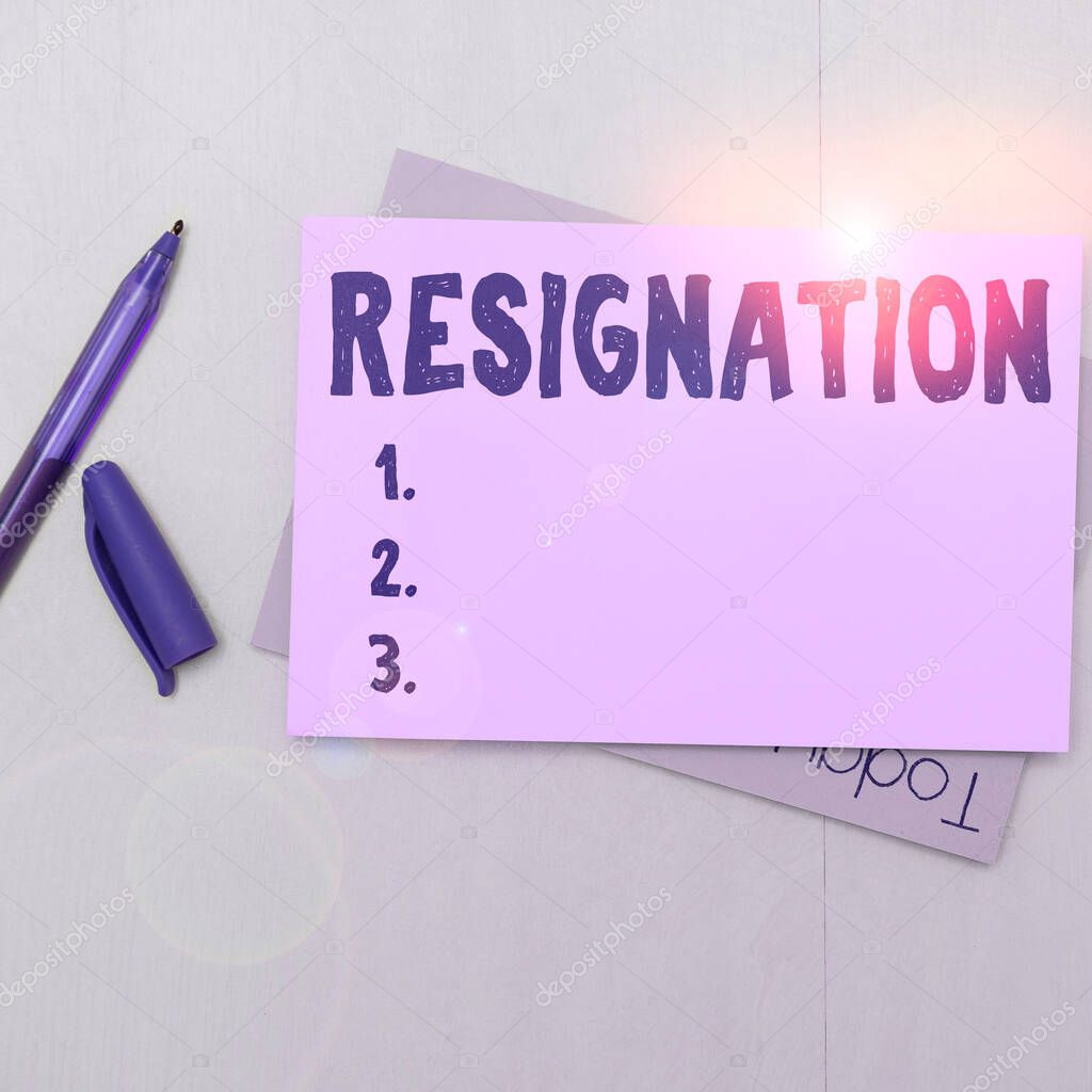 Señal que muestra resignación, Concepto que significa acto de dejar de ...