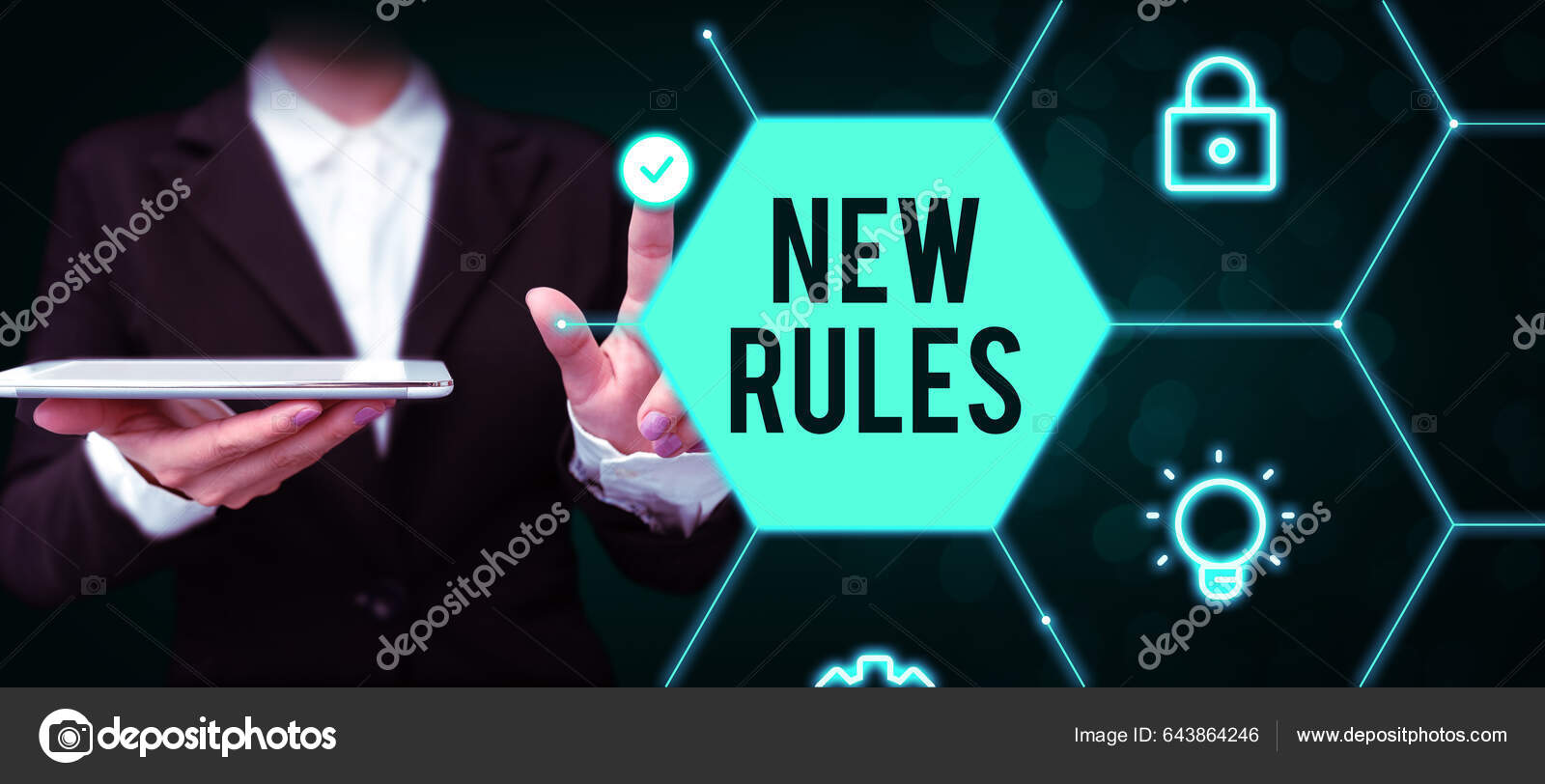 Hand Writing Sign New Rules Business Concept State Changing Iplemented ...