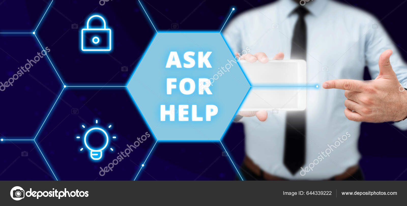 Conceptual Display Ask Help Word Written Request Support Assistance ...