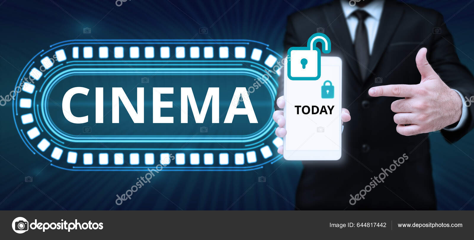 Señal Que Muestra Cine Internet Concept Teatro Donde Muestran Películas ...