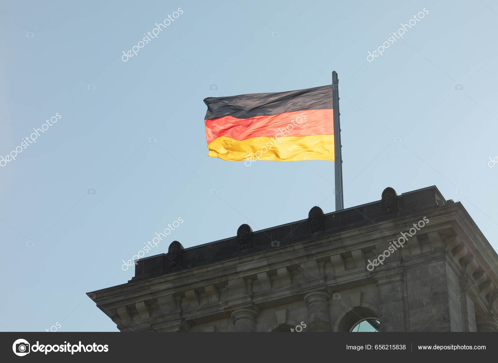 Germany Flag Waving Wind Close Blue Sky — Stock Photo © Lashkhidzetim ...