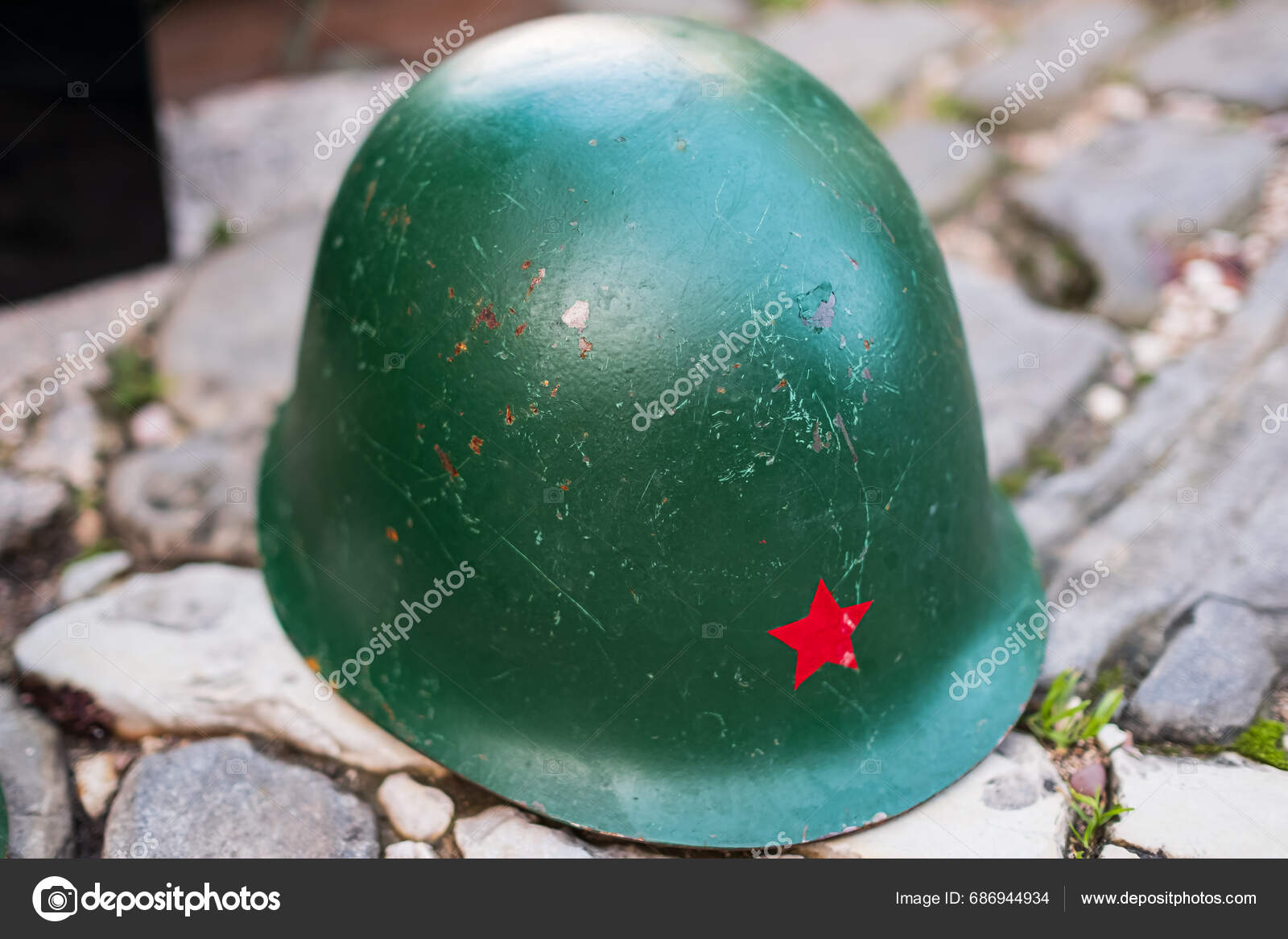 Old Military Helmet Soviet Army Red Star Soviet Military Helmet — Stock ...