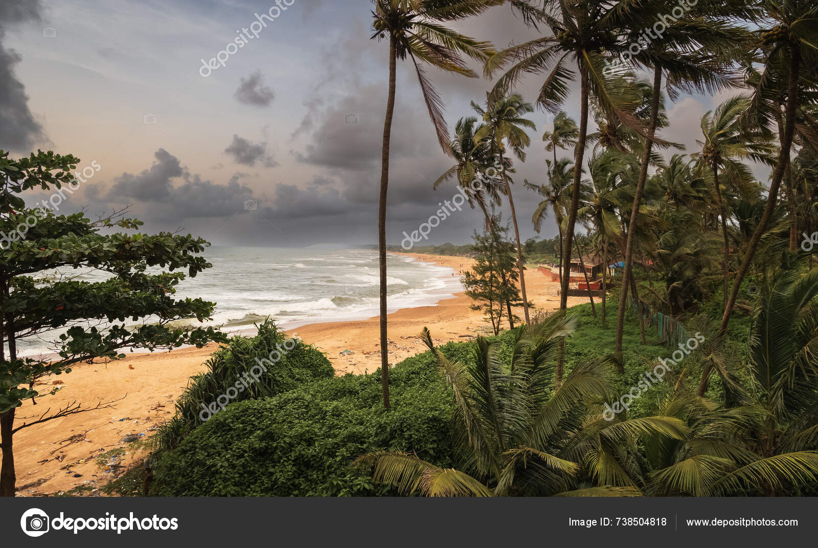 Goa Beach Aerial Panoramic View India Candolim Beach Goa Palm — Stock ...
