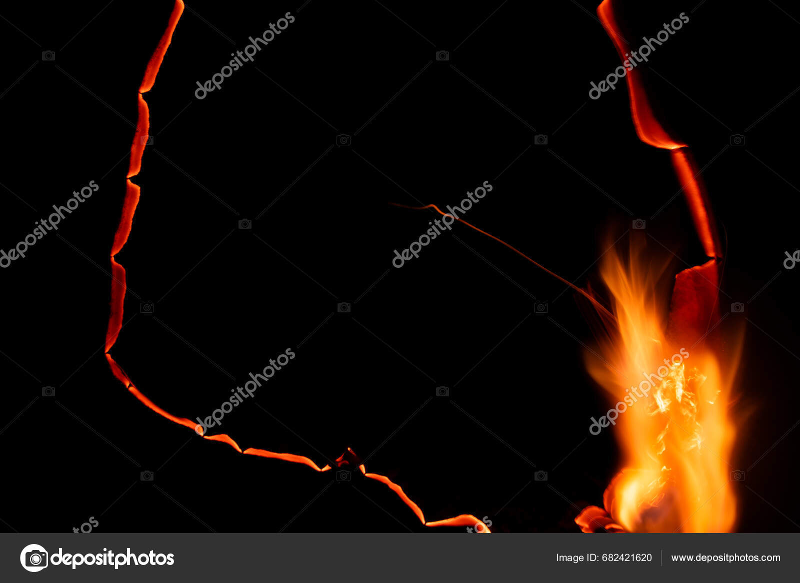 Burning Paper Glowing Edge Paper Black Background Stock Photo by ...