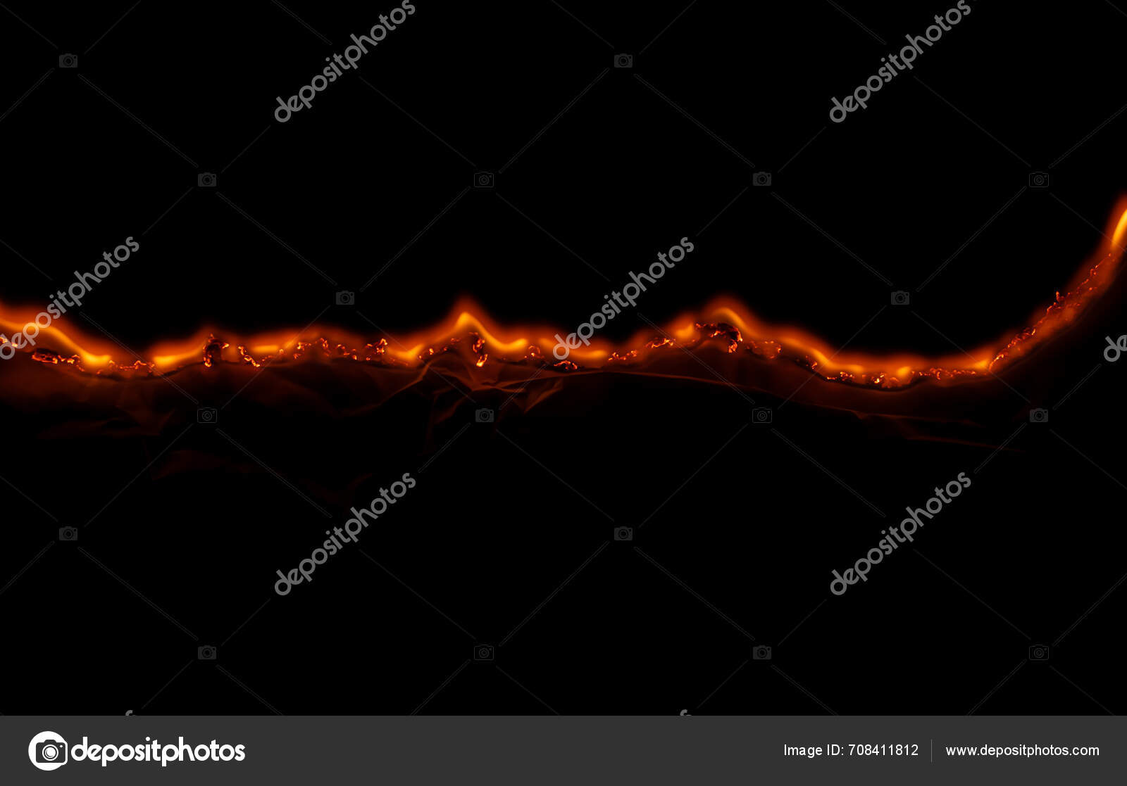 Burning Paper Glowing Edge Paper Black Background — Stock Photo ...
