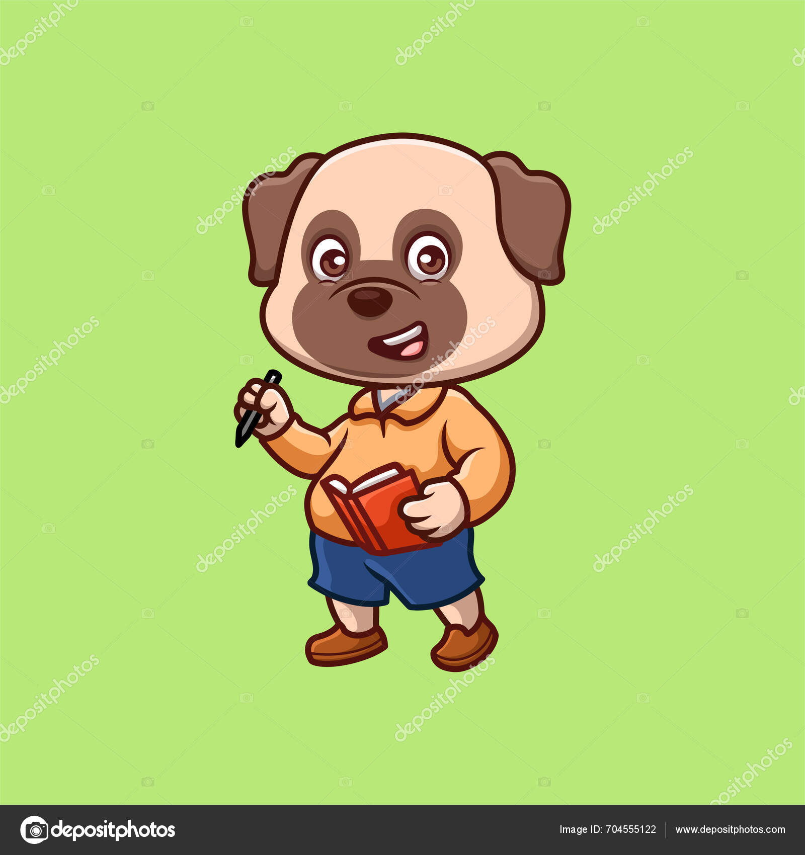 Maestro Pub Perro Linda Ilustración Dibujos Animados Vector de stock ...