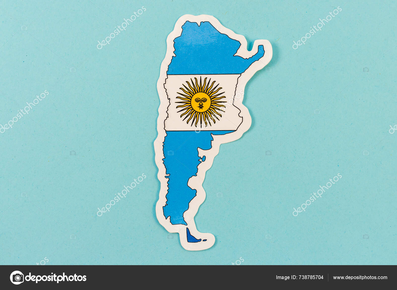 Argentina Flag Sticker Country Shape Blue Background — Stock Photo ...