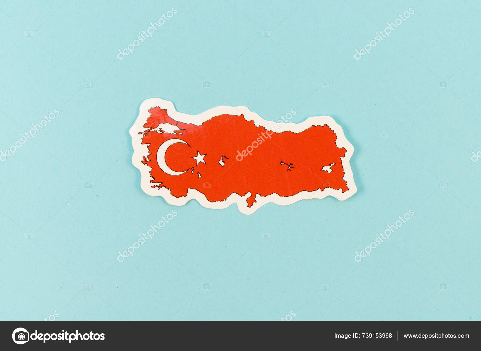 Mapa Turquía Con Colores Bandera Sobre Fondo Azul Claro — Foto de stock ...